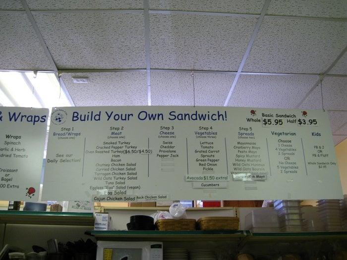 Menu at Wild Oats Bakery & Café, Brunswick, 166 Admiral Fitch Ave