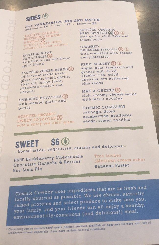 Menu at Cosmic Cowboy Grill - Coeur d'Alene restaurant, Coeur d'Alene