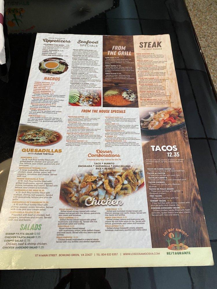Menu at Los Dos Amigos Mexican Restaurant, Bowling Green