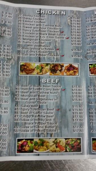 Menu at Mackay's Golden Sun Chinese Restaurant, Blacks Beach
