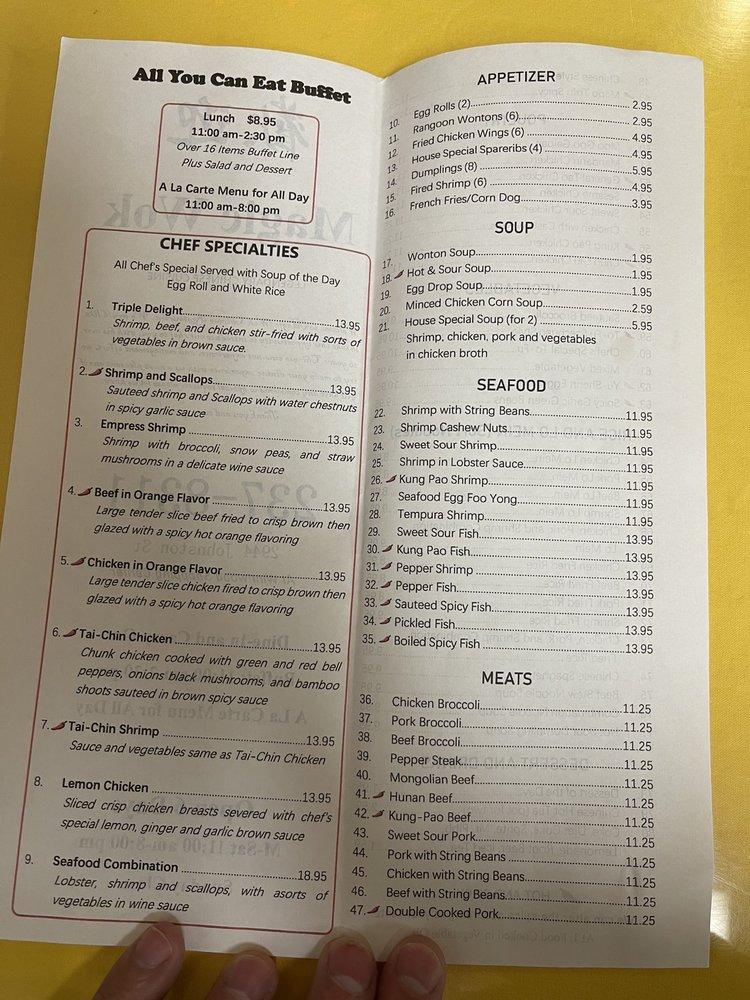 Menu at Magic Wok Chinese Restaurant, Lafayette