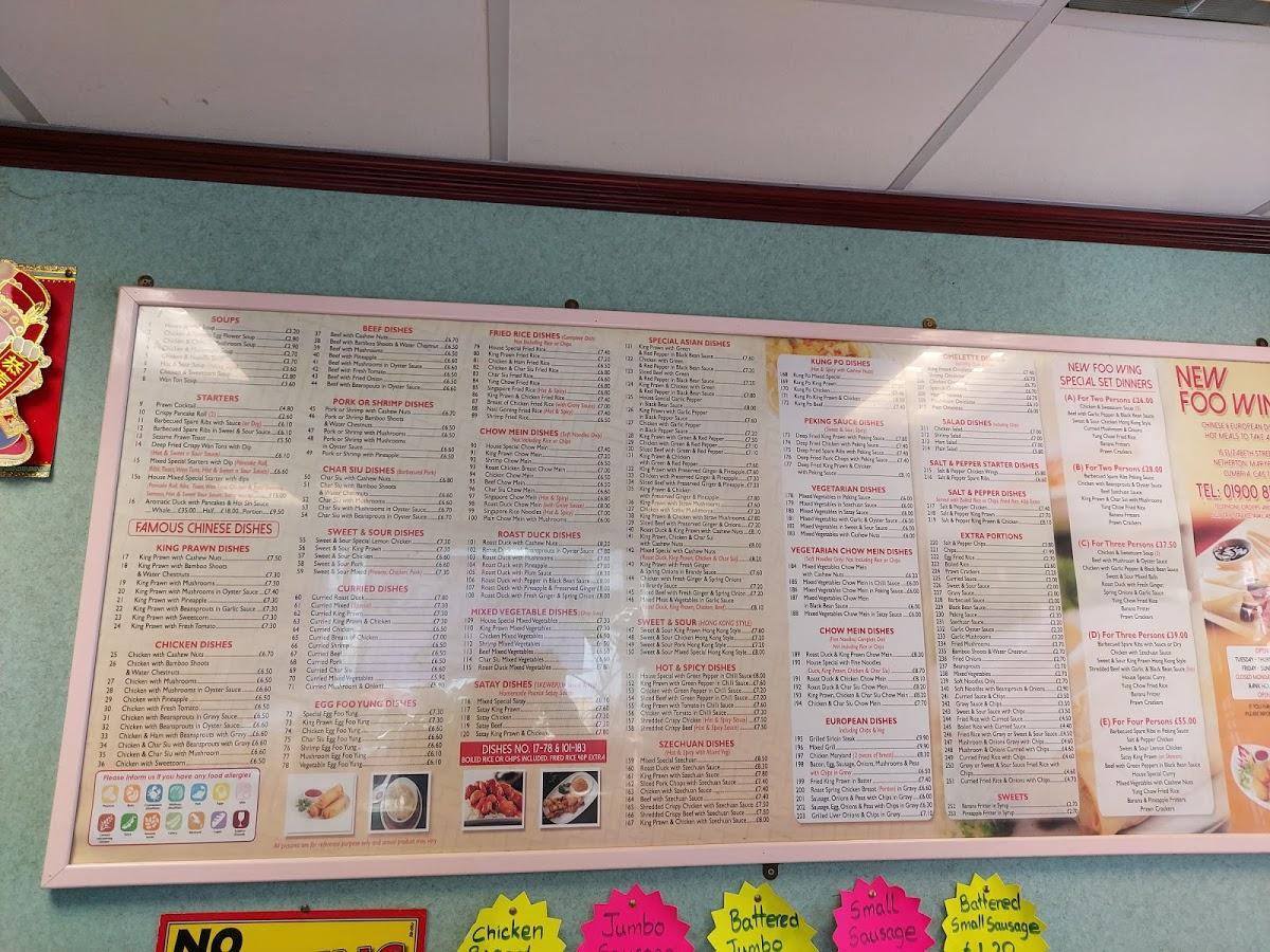 Menu at New Foo Wing fast food, Maryport