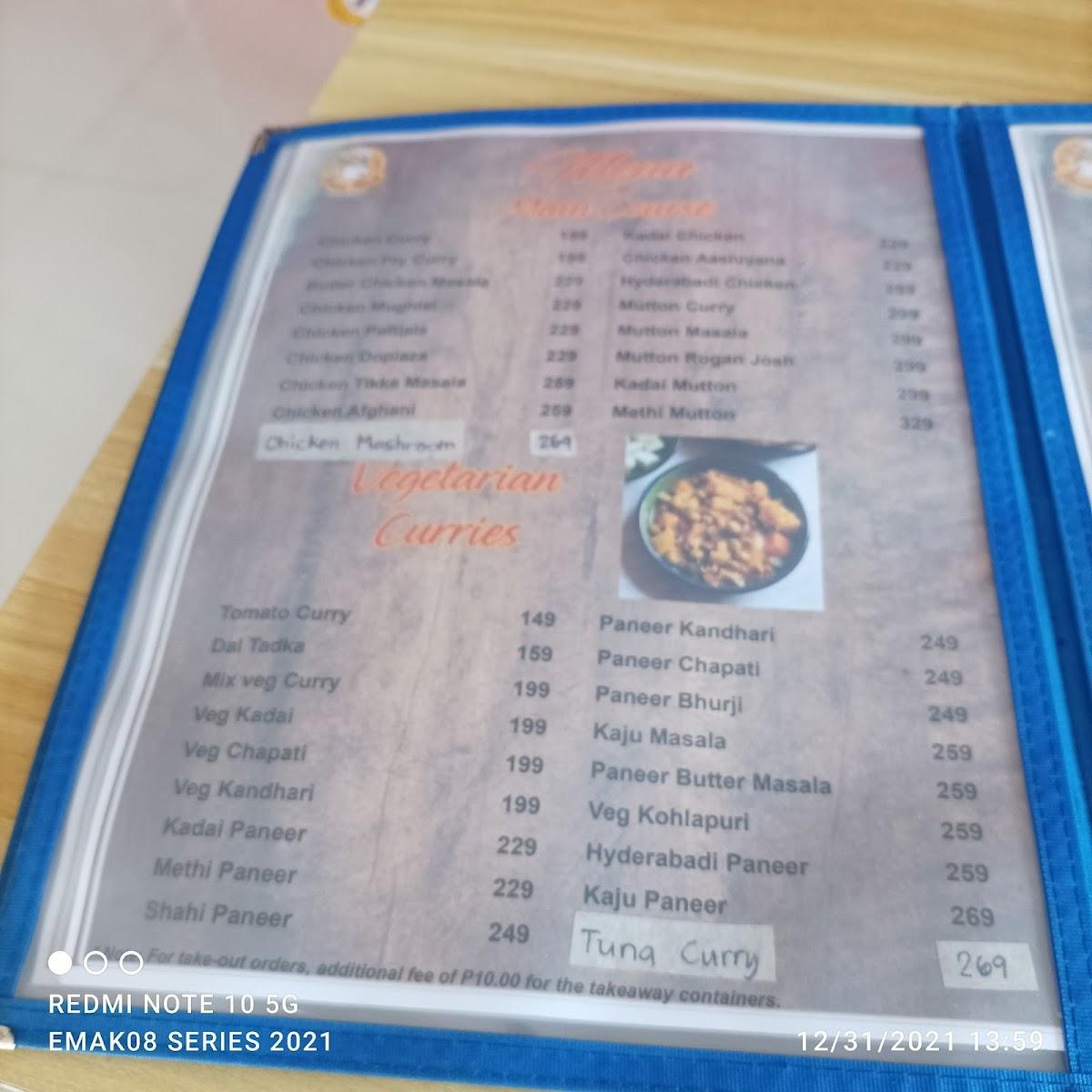 Menu at The Spice Rack Food House restaurant, Legazpi City