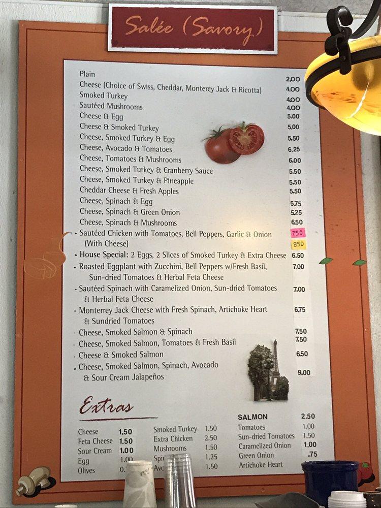 Menu at Crêpes Ooh La La restaurant, Walnut Creek