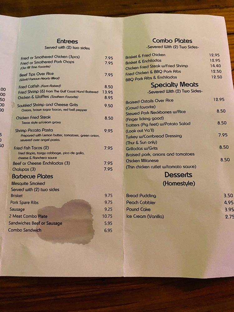 Carta del pub y bar G. Hamilton's Southern Vittles, Corpus Christi
