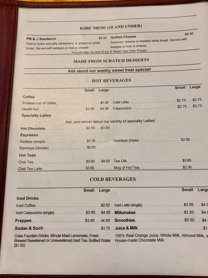 Menu at HEbrews Café cafe, Batesburg-Leesville