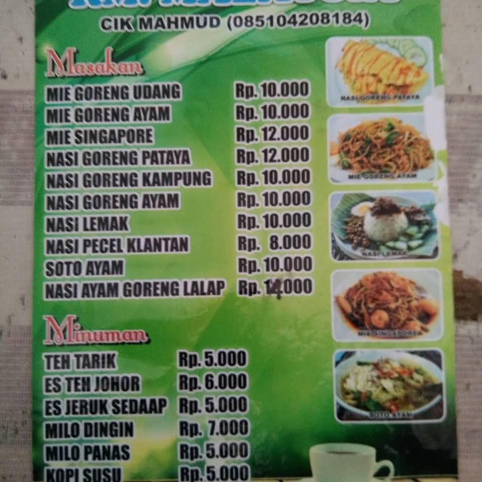 Menu at Rumah makan malaysia, Bangkalan