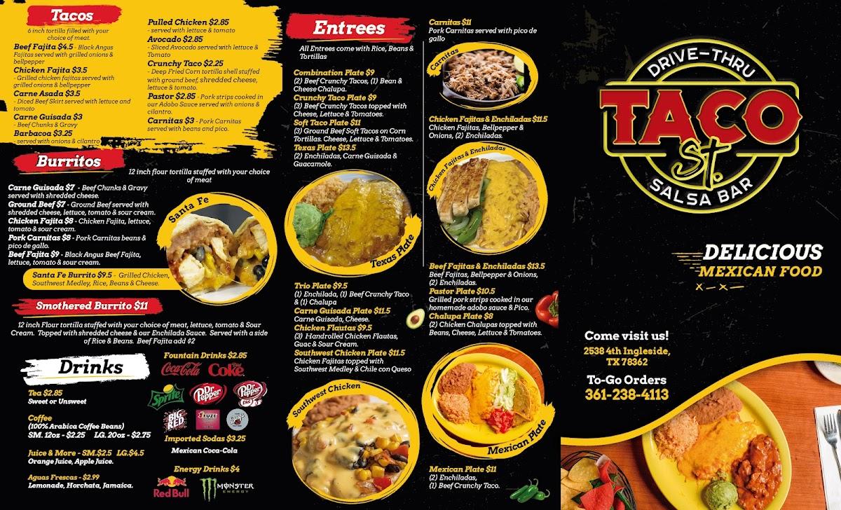 Menu at Taco St. restaurant, Ingleside