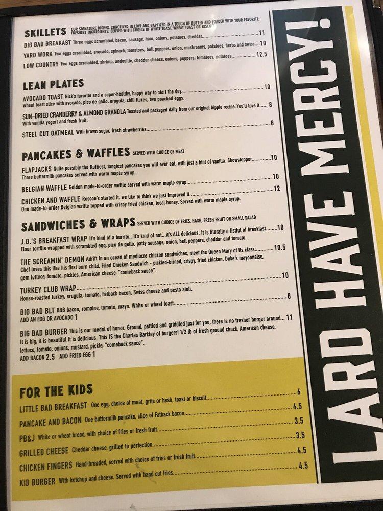 Menu at Big Bad Breakfast restaurant, Homewood
