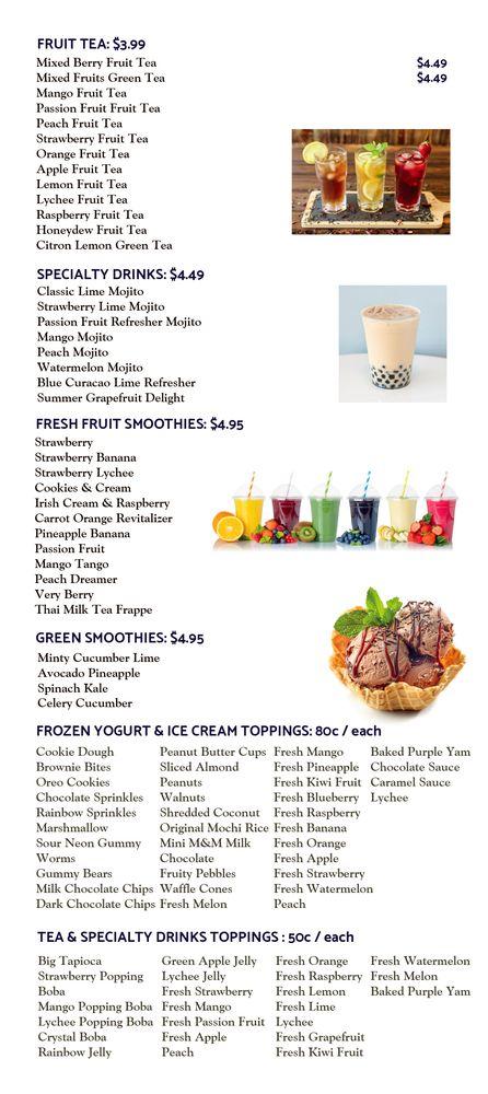 Menu at Ice Splash, Campbell
