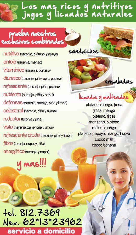 Menu at Jugos y licuados Fruts Plaza pub & bar, Matamoros
