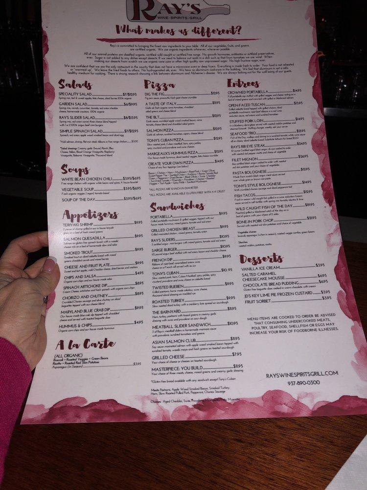 Menu at Ray's Wine Spirits Grill pub & bar, Dayton