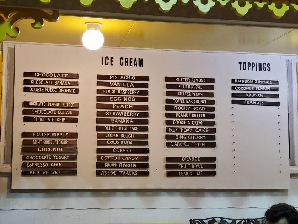 Menu at Sea Shell Ice Cream restaurant, Wildwood