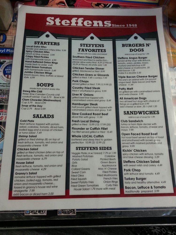 Menu at Steffens Restaurant, Kingsland