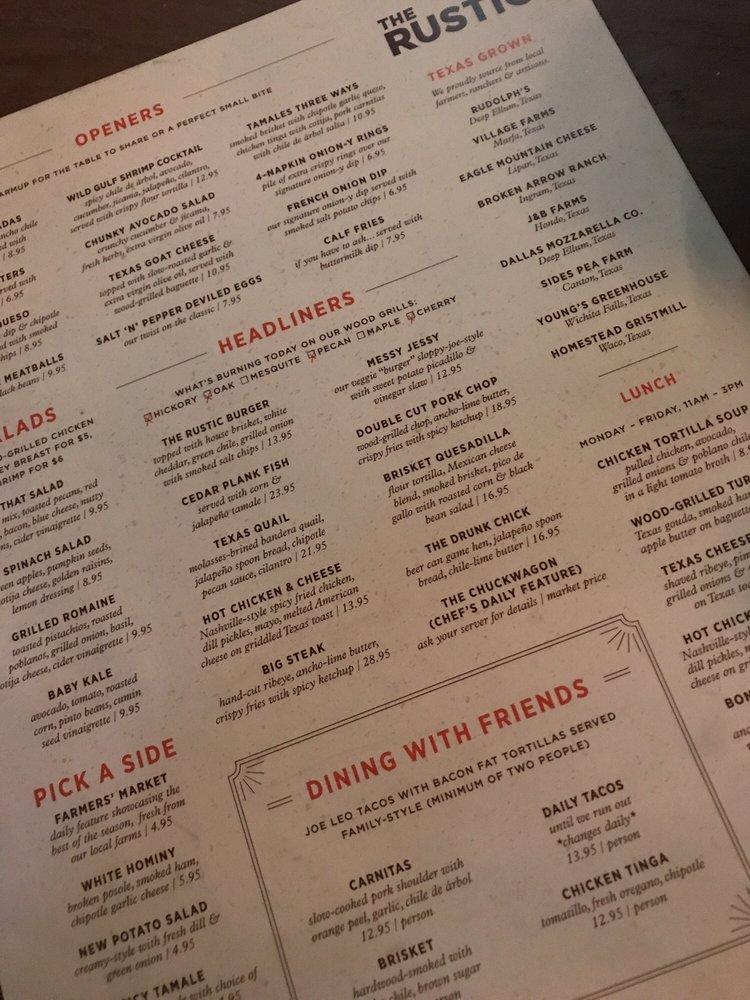 Menu at The Rustic pub & bar, Dallas, Howell St