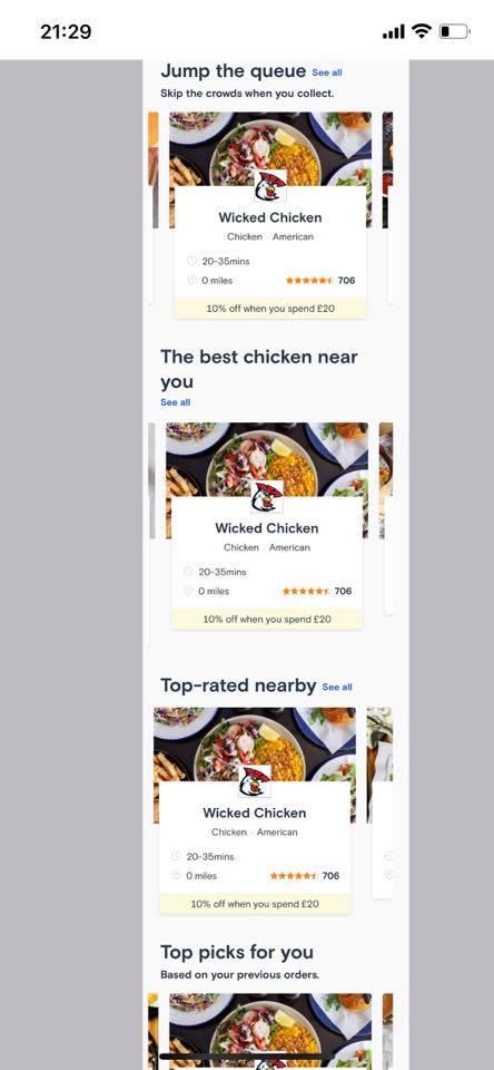 Menu at Wicked chicken restaurant, Eastbourne