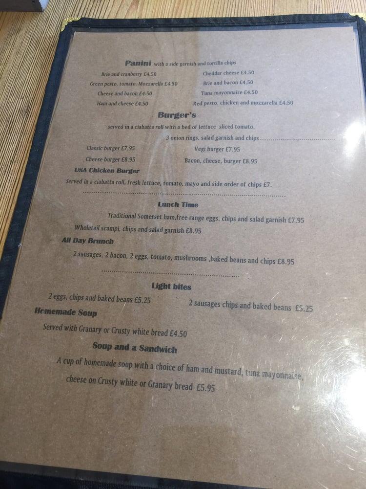 Menu at Coffee Zero cafe, Glastonbury