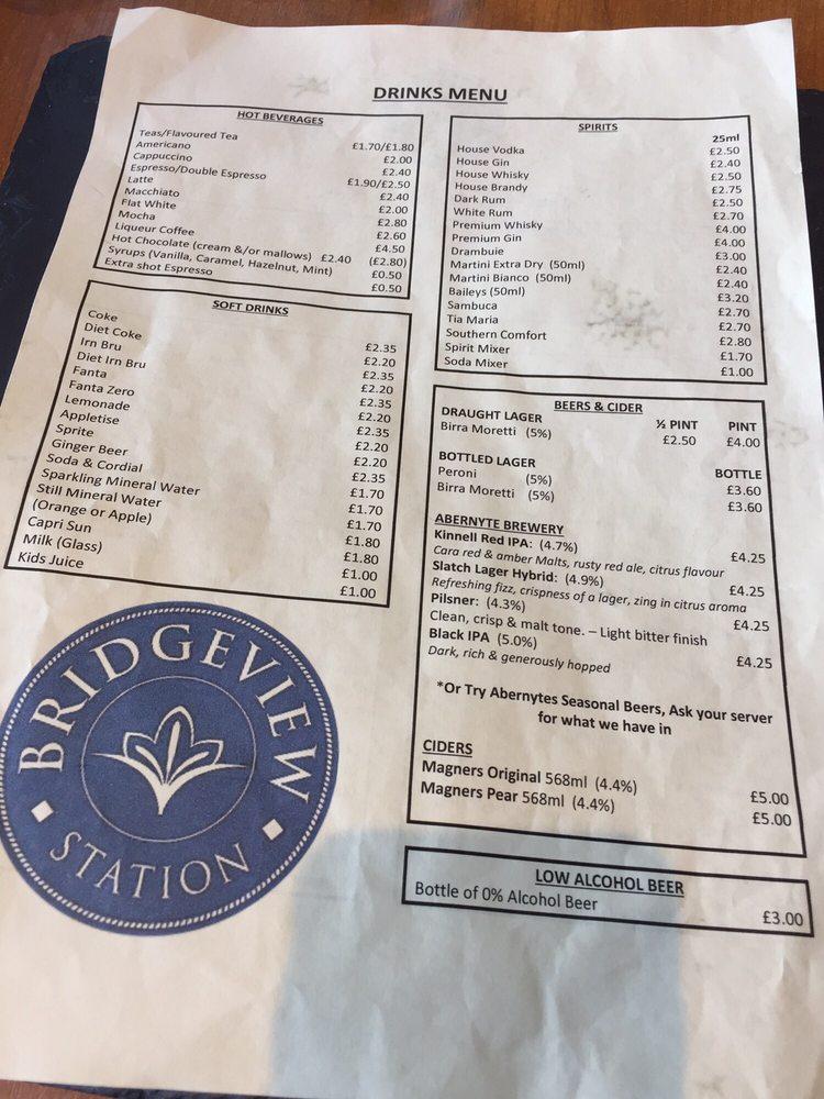 Menu at Bridgeview Station Restaurant, Dundee