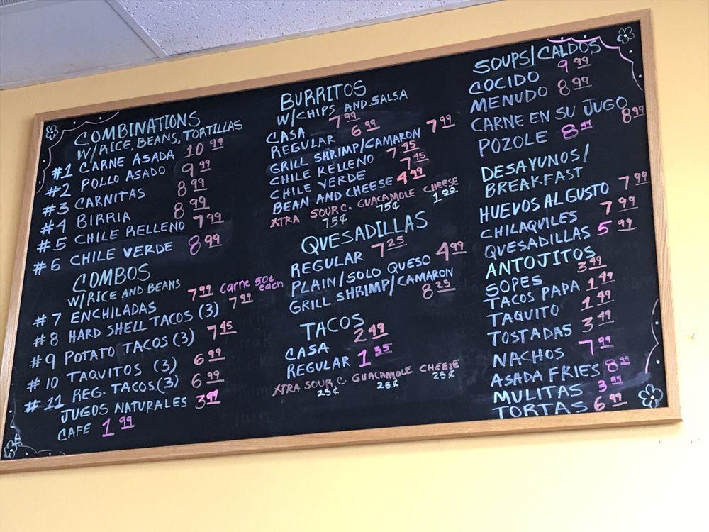 Menu at Casa Victoria restaurant, Chino