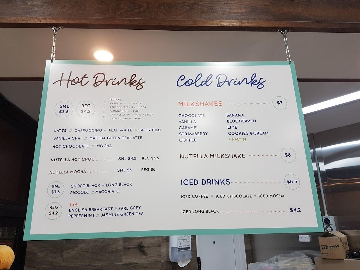Menu at Daniel's Donuts cafe, Springvale