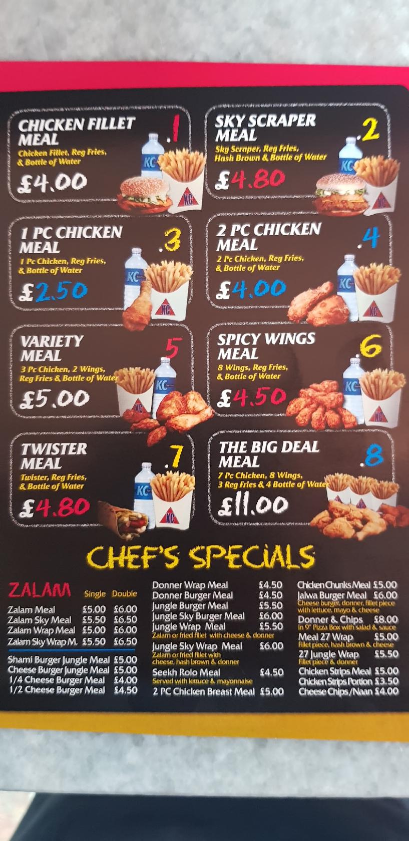 Menu at KC Fast Food & Milkshakes, Batley
