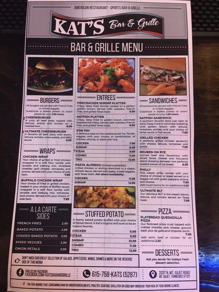 Menu at Kat's Bar & Grille, Mount Juliet, N Mt Juliet Rd #130