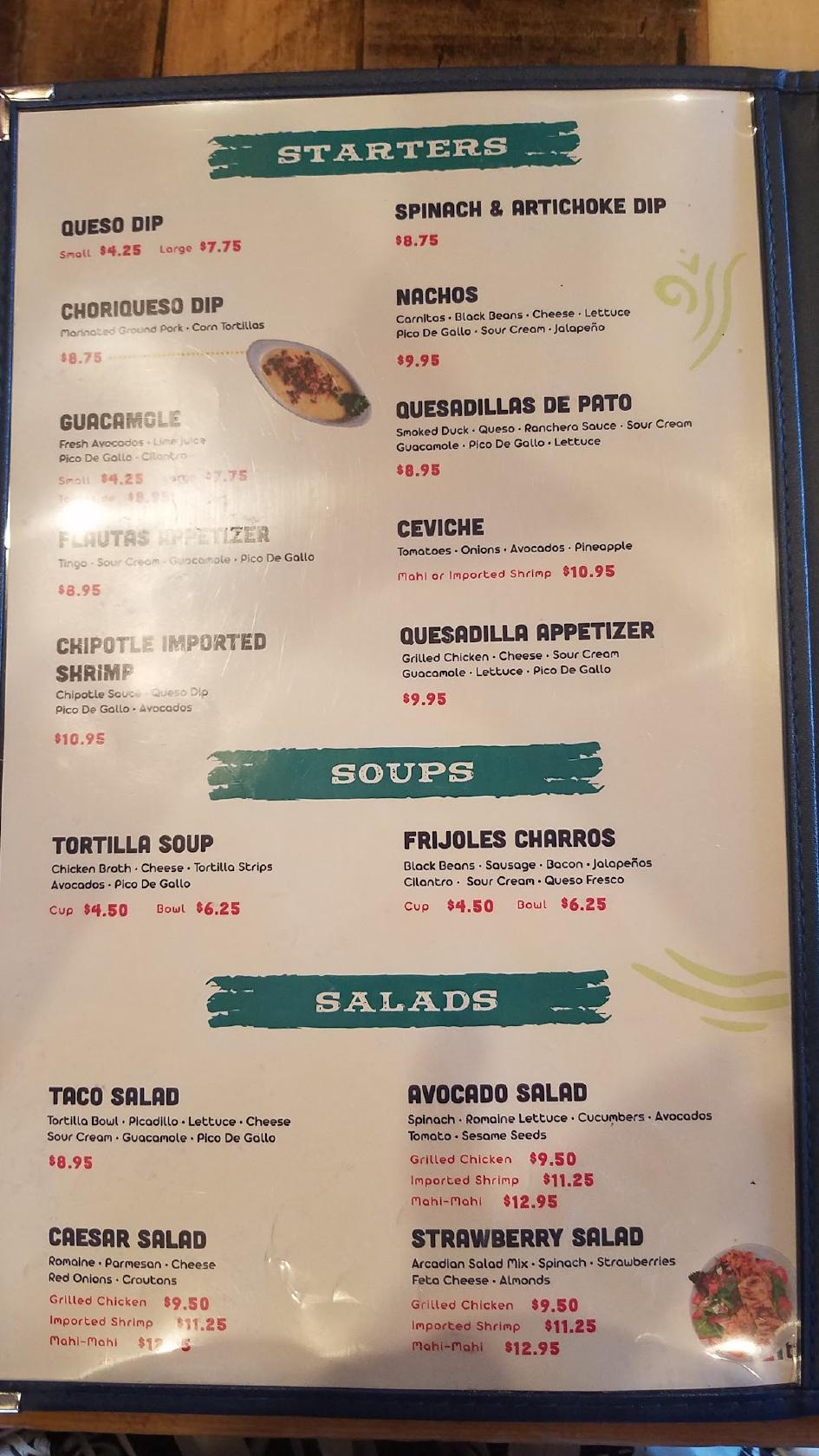 Menu at La Carreta restaurant, LaPlace