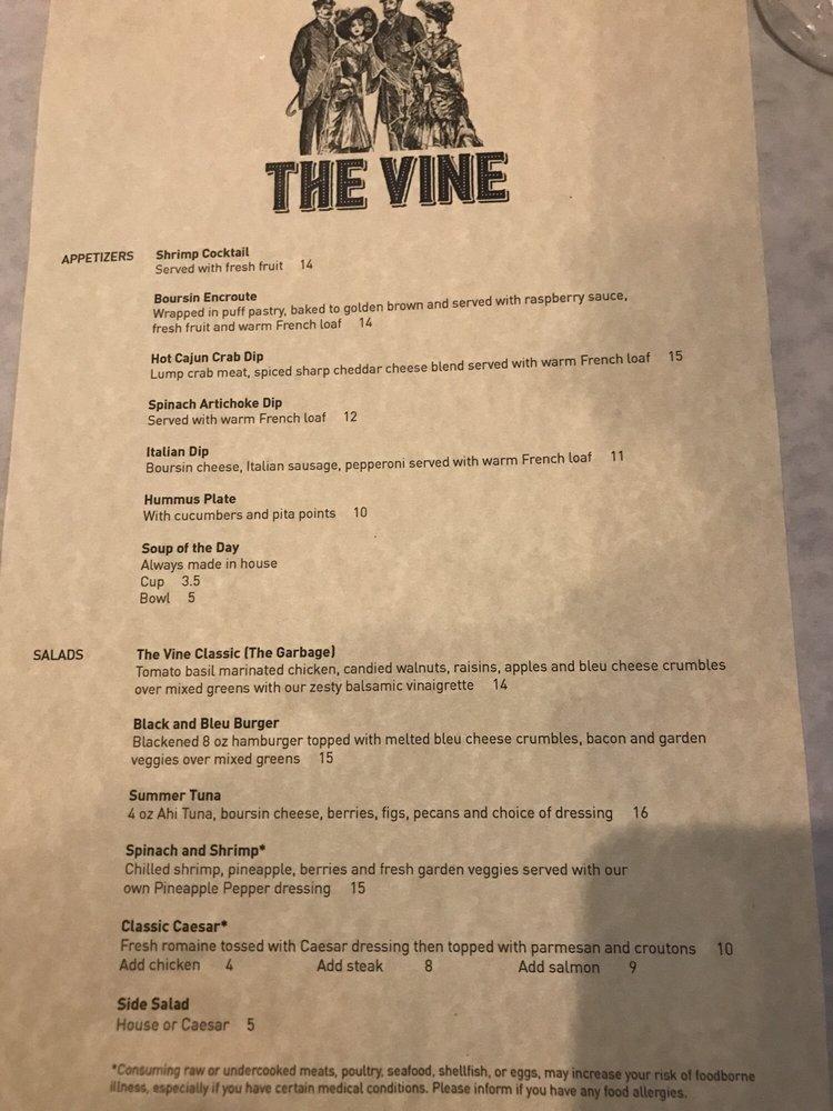 Menu at The Vine pub & bar, Elkhart