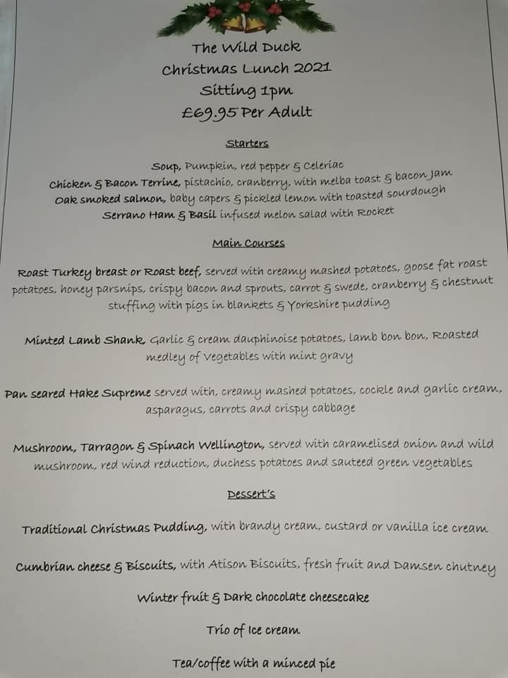 Menu at The Wild Duck Inn pub & bar, Dean