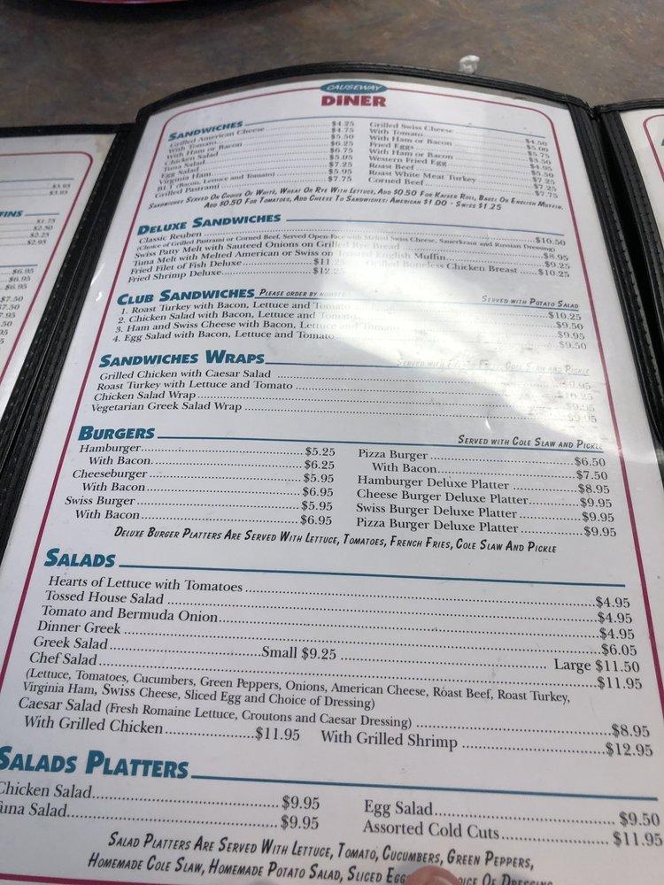 Menu at Causeway Diner restaurant, Merritt Island