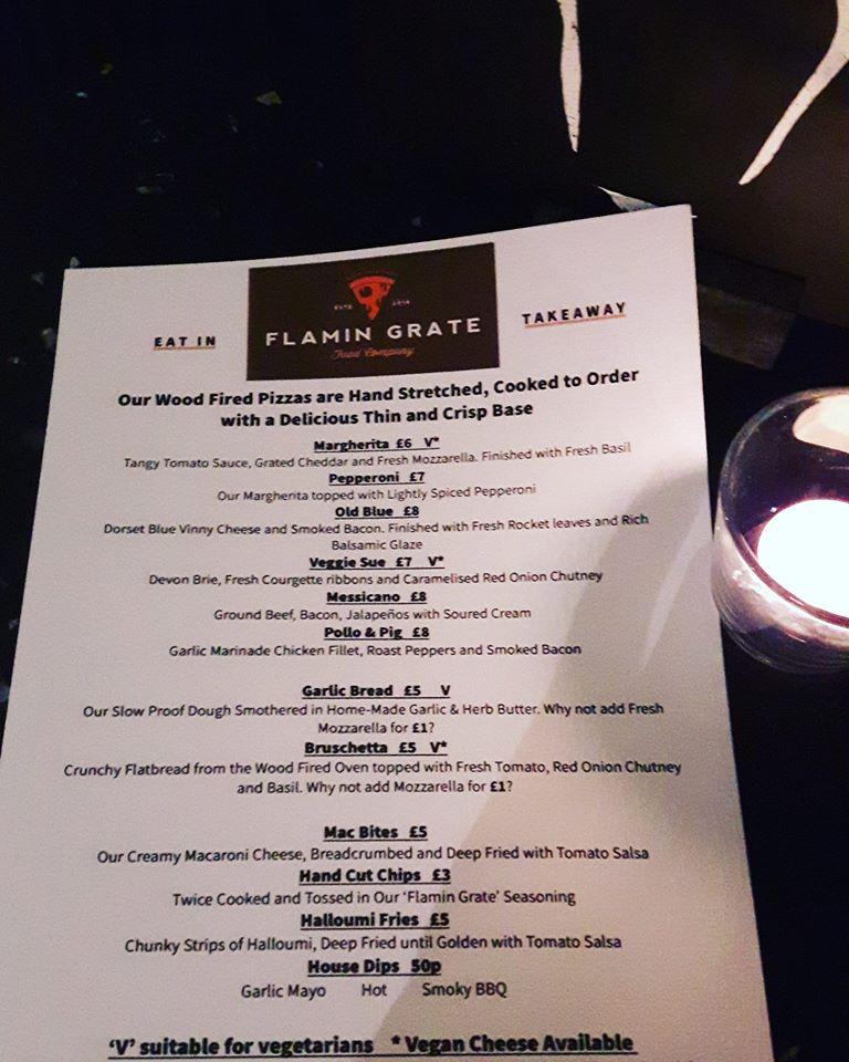 Menu at Flamin Grate Food Company, Bournemouth
