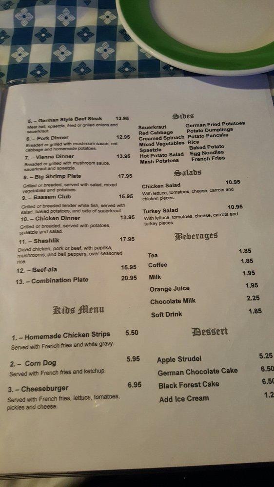 Menu at Little Germany restaurant, Fort Worth, Camp Bowie Blvd
