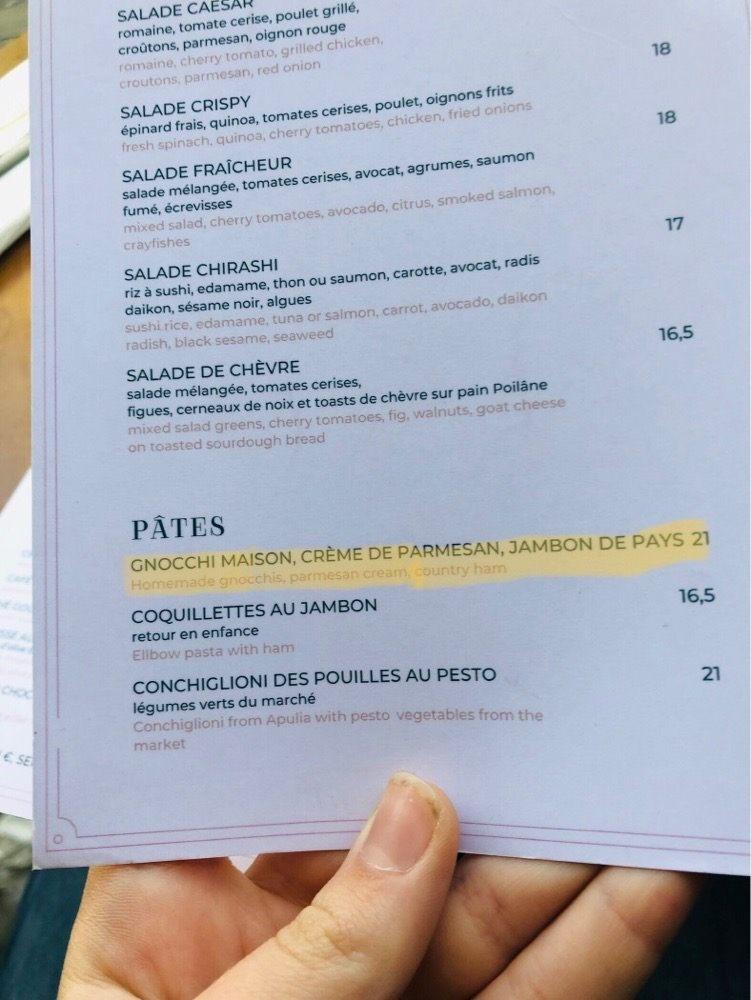 Menu at Louise Café, Paris, 8 Rue Croix des Petits Champs