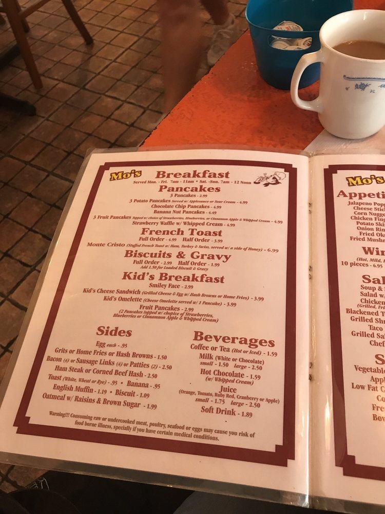 Menu at Mo's Family Restaurant, Lake Panasoffkee, County Rd 470