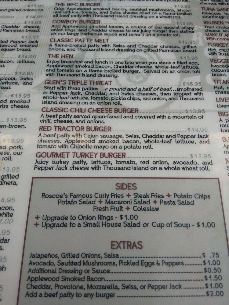 Menu at Roscoe's - Chino Hills pub & bar, Chino Hills