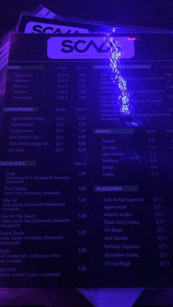 Menu at Scala pub & bar, Cologne