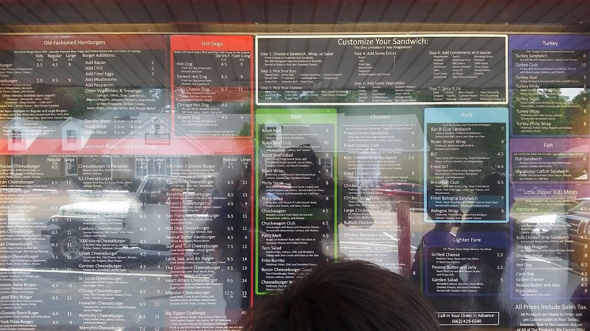 Menu at Velvet Cream–The Dip fast food, Hernando