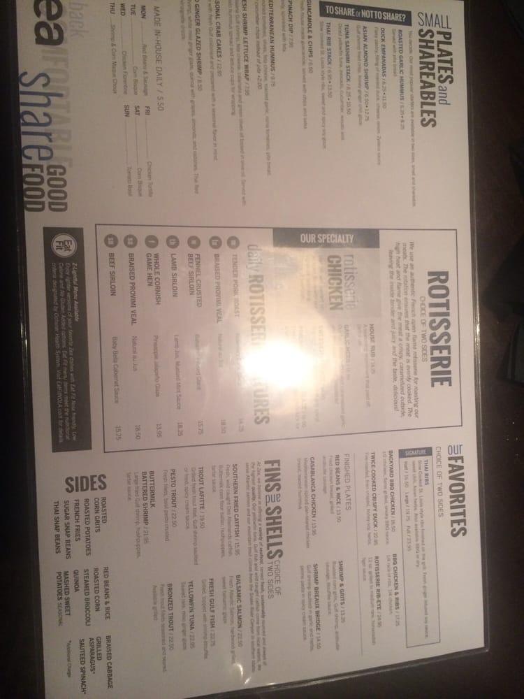 Menu at Zea Rotisserie & Bar, Baton Rouge, Corporate Blvd Suite 920