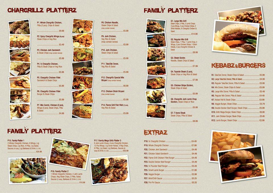 Menu at Grillzbase HMC restaurant, London, 106 Mile End Rd