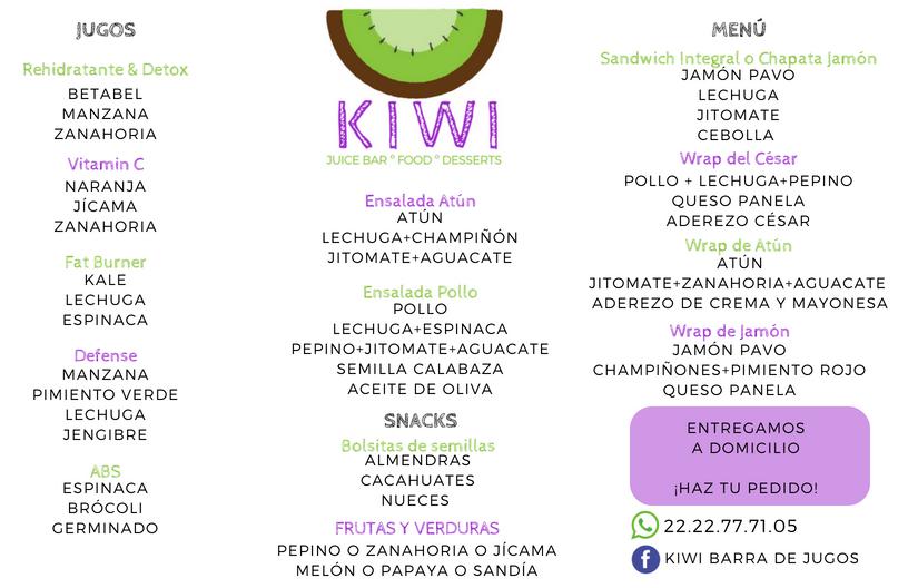 Menu at Kiwi - Barra de Jugos, Santiago de Querétaro