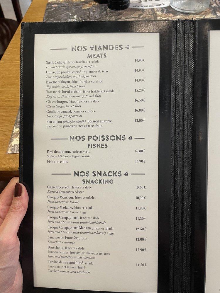Menu au Le Drop Café, Paris