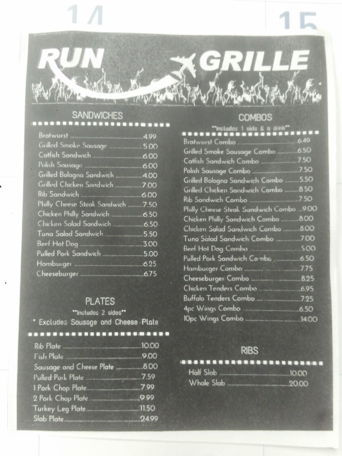 Menu at Runway Grille & Deli restaurant, Memphis, Winchester Rd