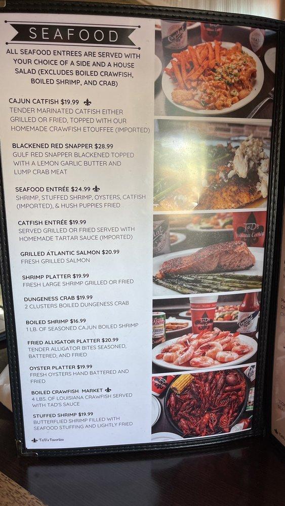 Menu at TaD's Louisiana Cooking- Lake Charles restaurant, Lake Charles