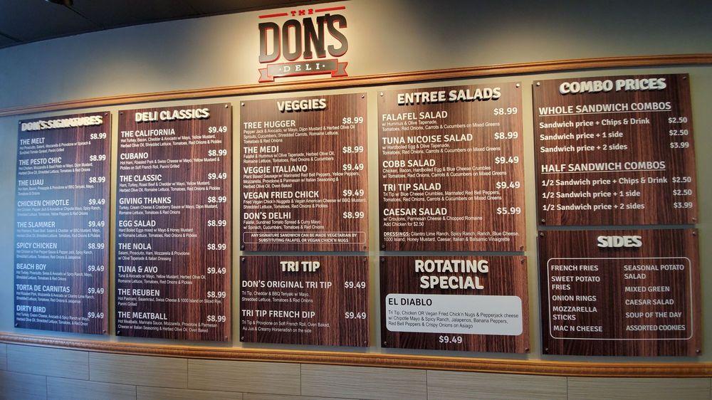 Menu at The Don’s Deli, Mountain View
