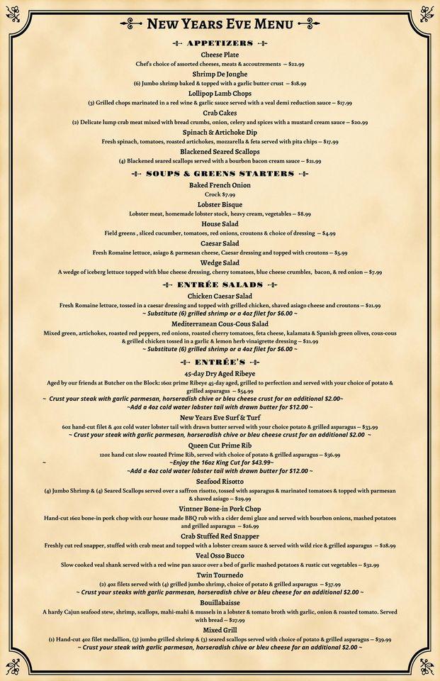 Menu at Village Vintner Winery & Brewery pizzeria, Algonquin