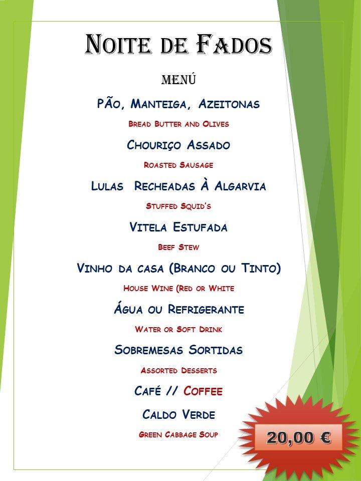 Menu at Adega do David restaurant, Albufeira