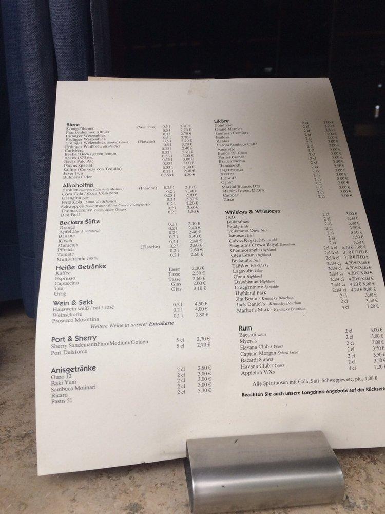 Menu at Atelier pub & bar, Münster