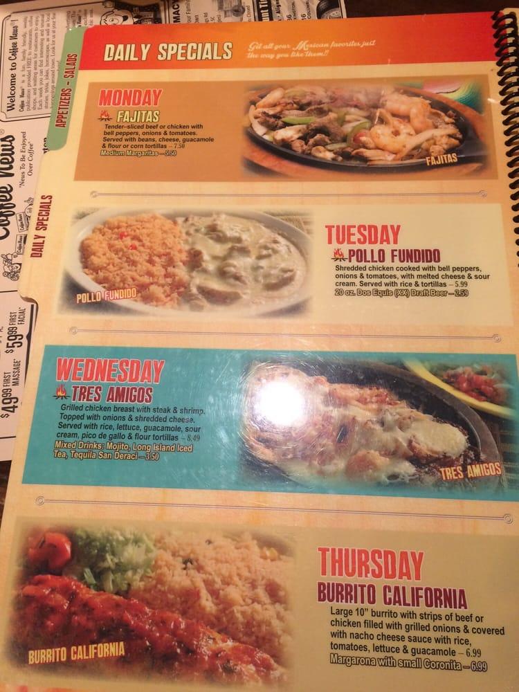Menu at La Fogata Mexican Restaurant, West Columbia