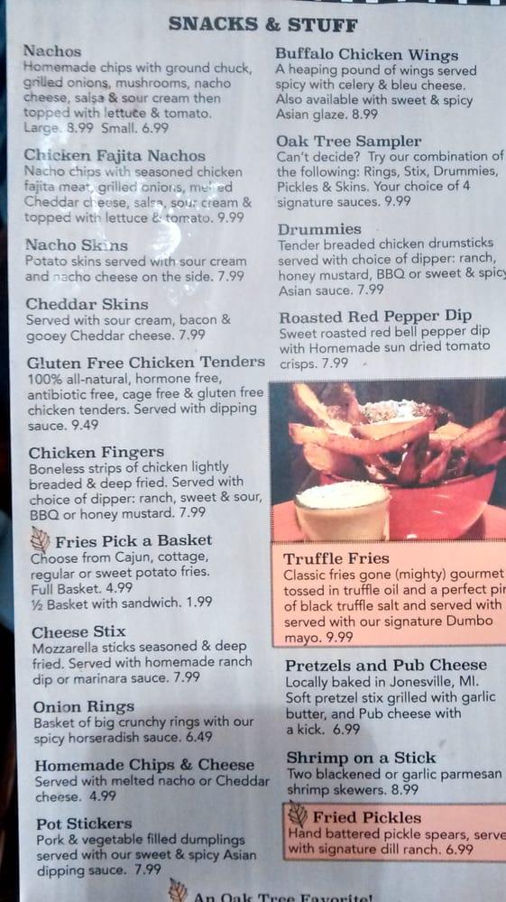 Menu at Oak Tree Lounge pub & bar, Jackson