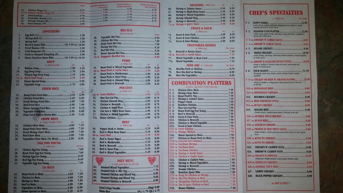 Menu at Peking Wok restaurant, Summerfield